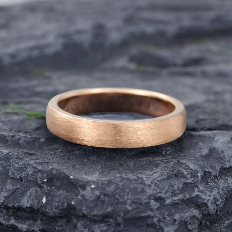 5MM Wide Rose Gold Solid Gold Brushed Wedding Ring for Man | PattiRing